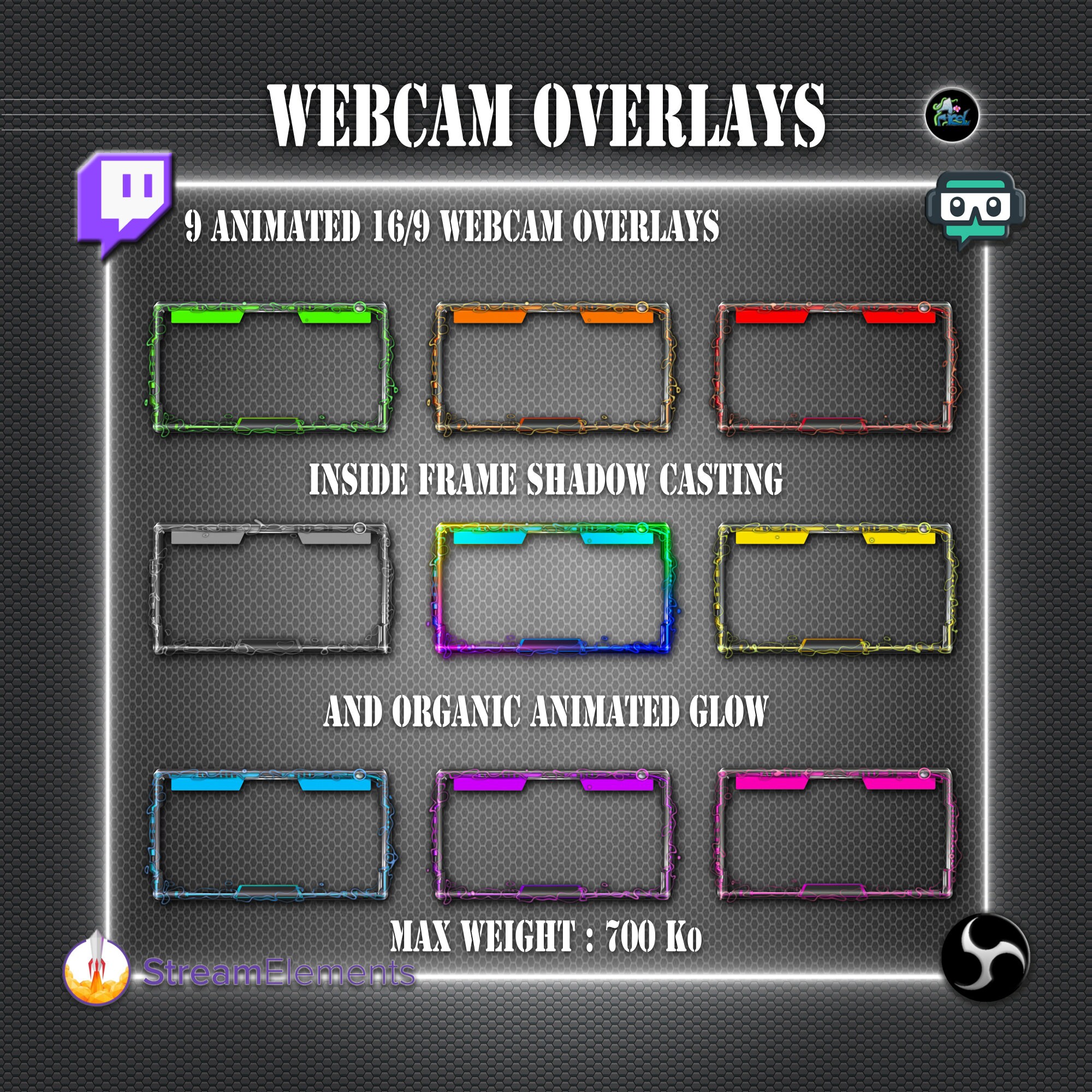 Animated Webcam Overlay - 8 Different Colors - for Dressing up Video ...