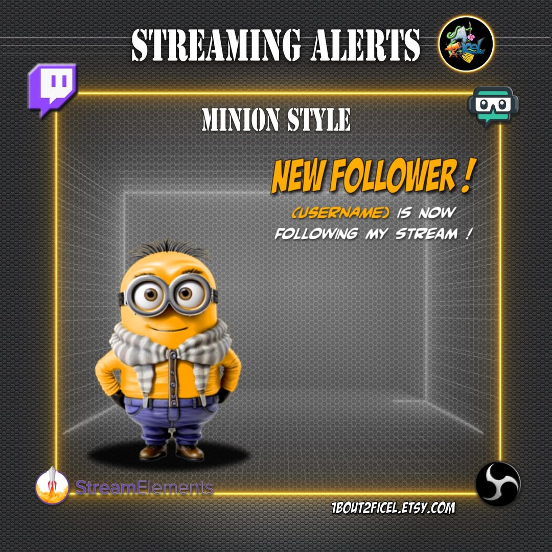 Minion Animated Twitch Alerts – Pack of 8 Transparent Webm Files for ...