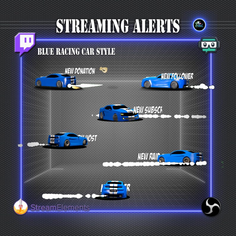 Blue Racing Car Streaming Alerts - 3D Car - Compatible With Streamlab ...