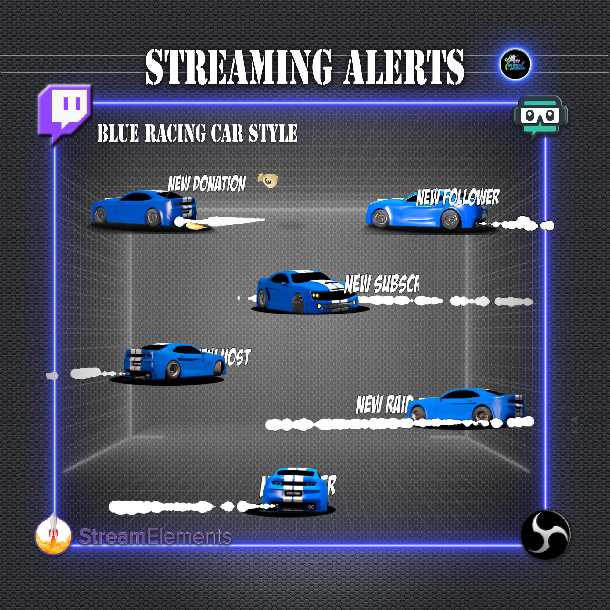 Streaming Alert - Blue Racing Car - 3d Car - Compatible Streamlab ...