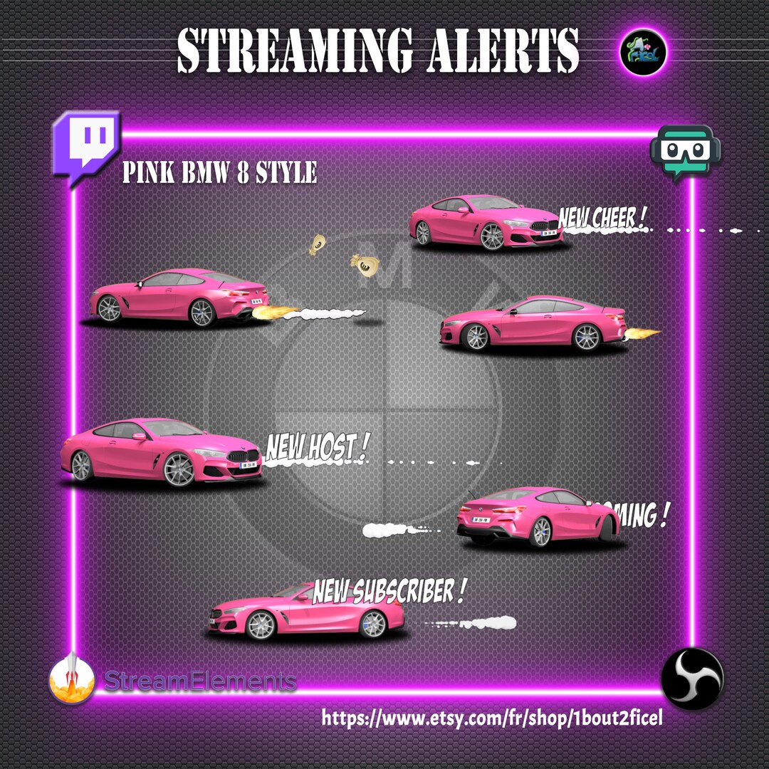 Streaming Alert - BMW 8 - 3d Car - Pink Color - 3d Twitch Alert - - Etsy