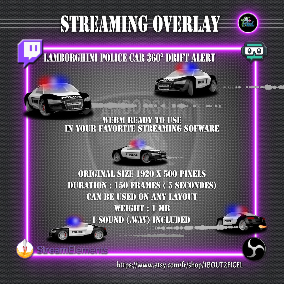 Flow Overlay Audi R8 Police 360 Drift Blue and Red Rotating Beacon ...