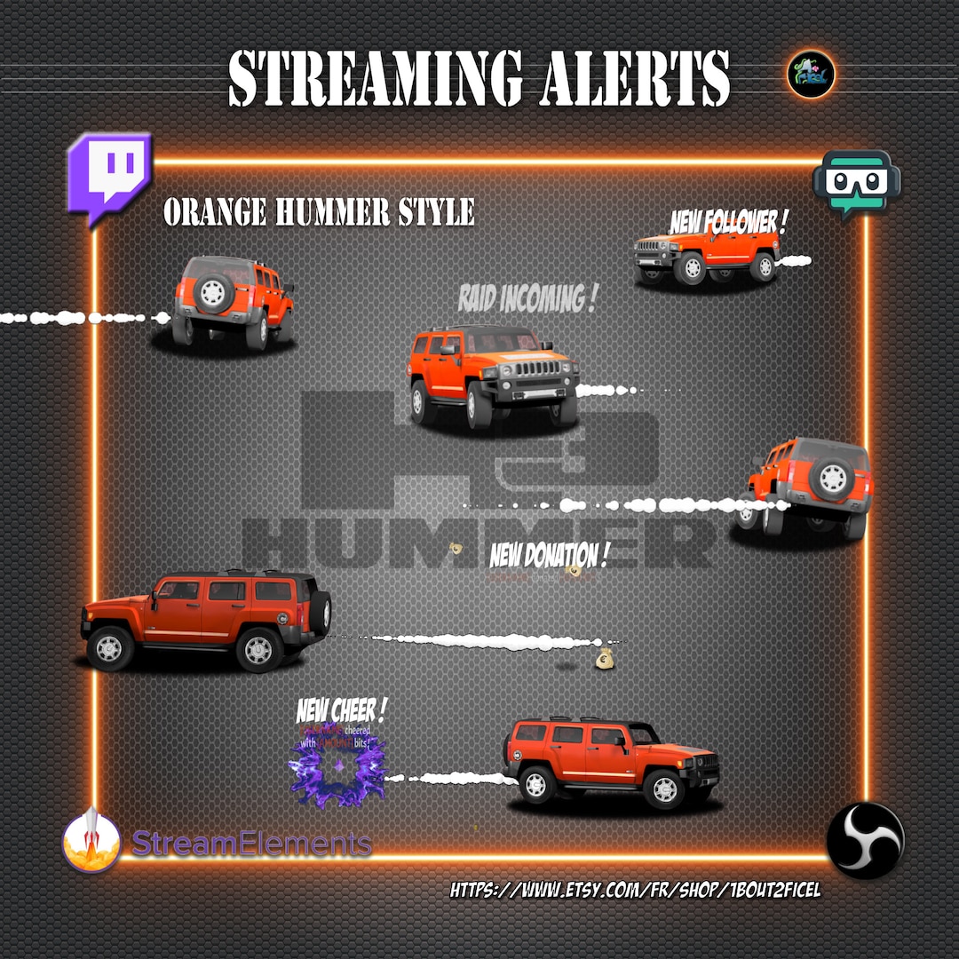 Streaming Alert Hummer Orange 4x4 3d Car - Etsy