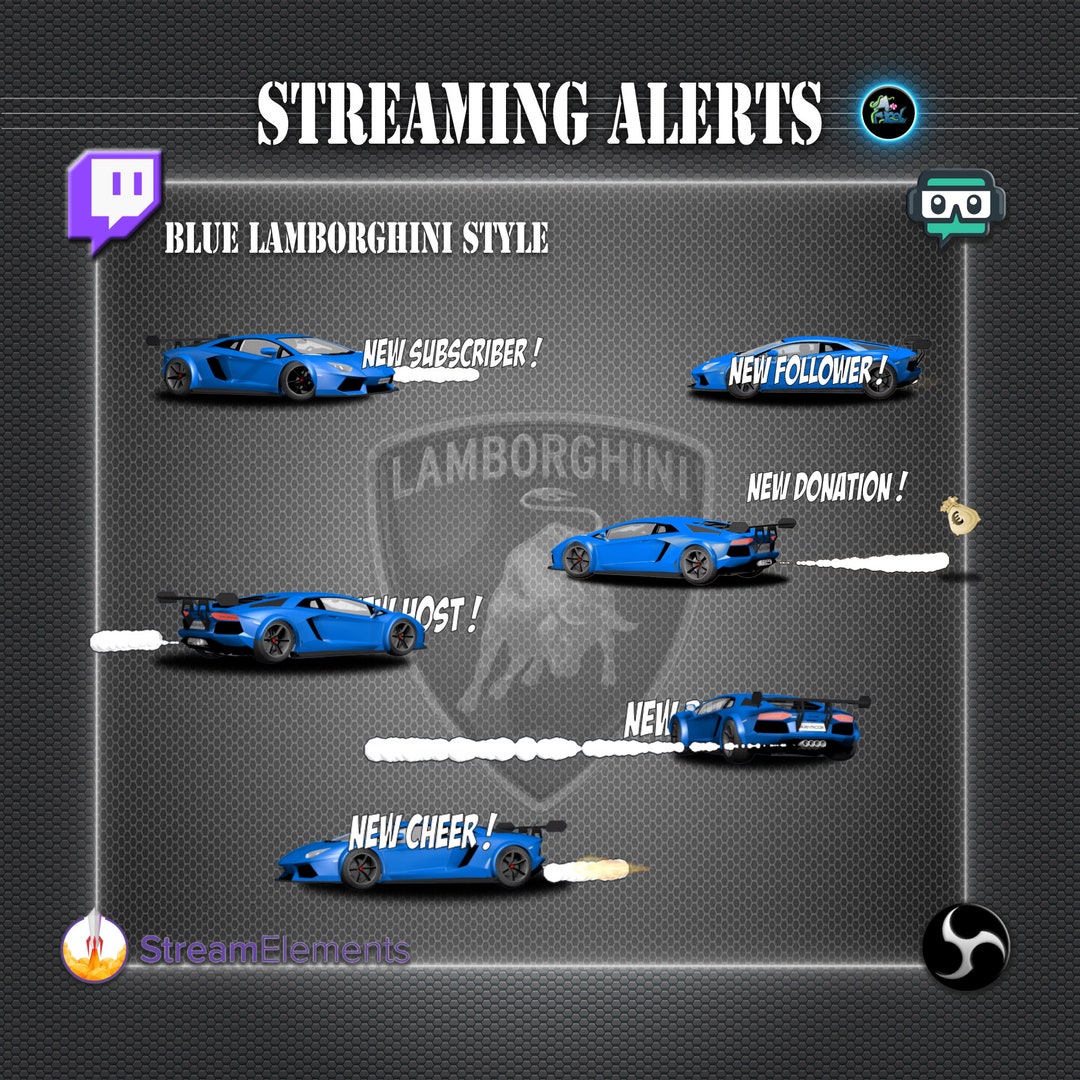 Streaming Alert - Blue Lamborghini - 3D Car Alert - Compatible With ...