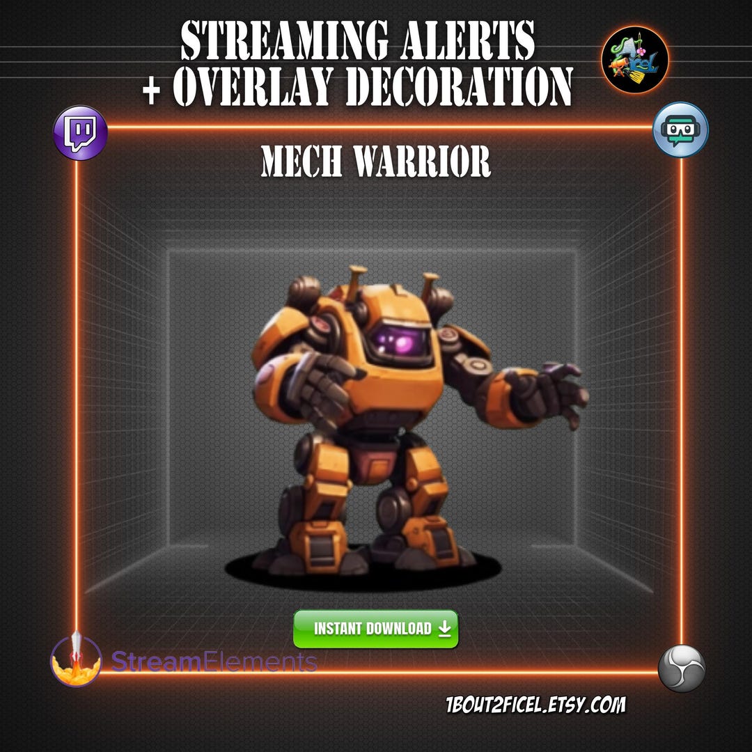 Mech Warrior Animated Stream Overlay | Sci-fi Robot Overlay Decoration ...