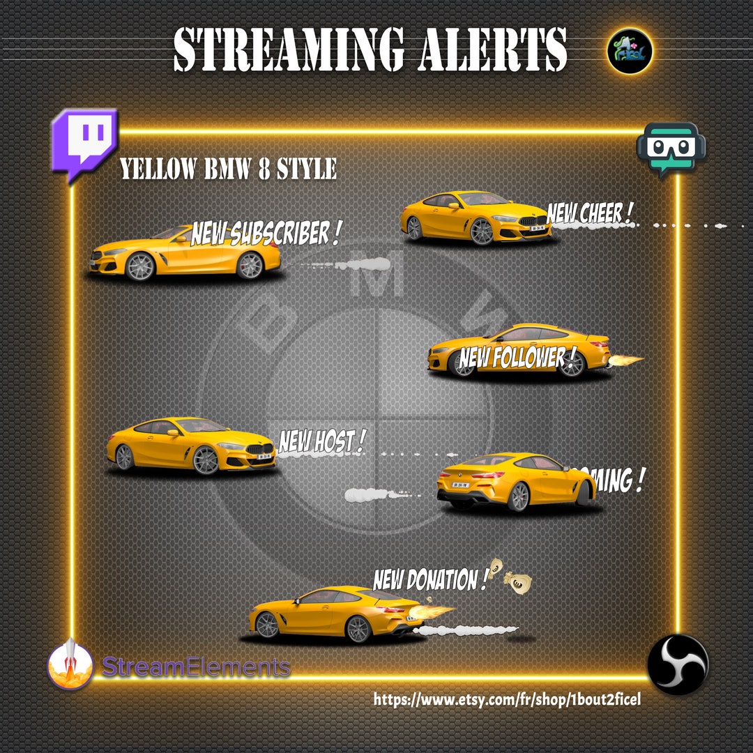 Streaming Alert - BMW 8 - 3d Car - Yellow Color - 3d Twitch Alert - - Etsy