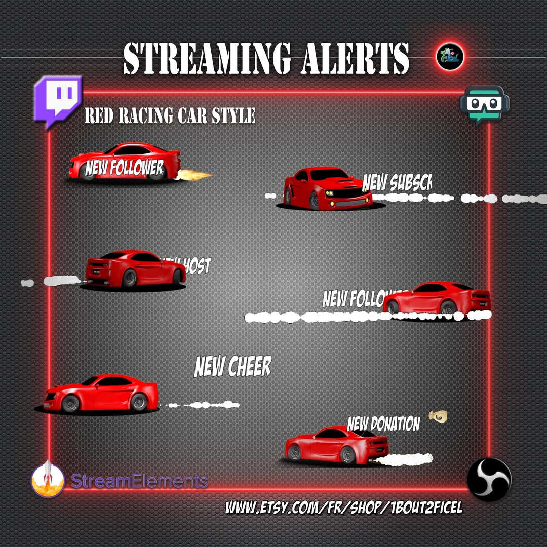 Red Racing Car Alerts for Streaming - Etsy