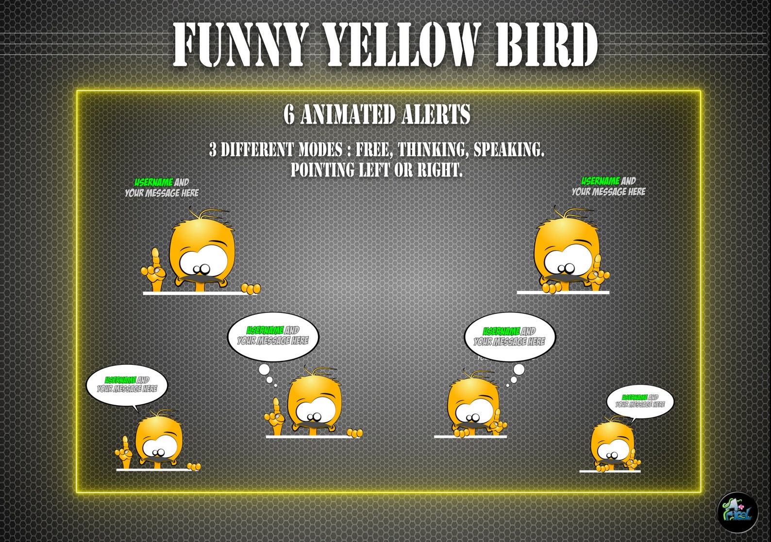 Streaming Alerts - Funny Yellow Bird - Text Bubble - 3 Modes (free ...