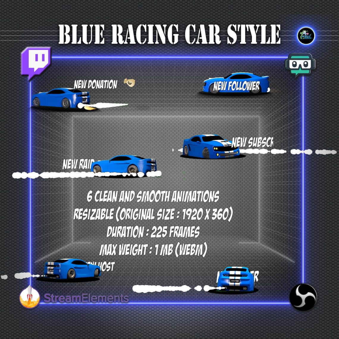 Blue Racing Car Streaming Alerts - 3D Car - Compatible With Streamlab ...