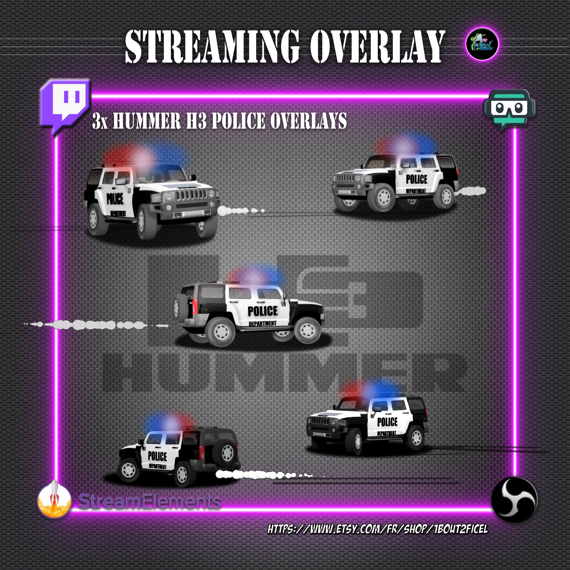 Hummer H3 Police Car Overlays Streaming Overlay - Etsy