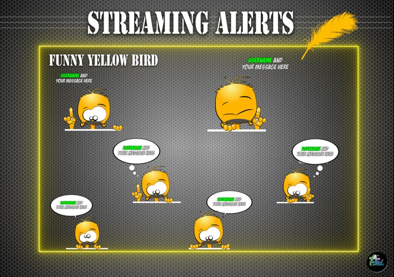 Streaming Alerts - Funny Yellow Bird - Text Bubble - 3 Modes (free ...