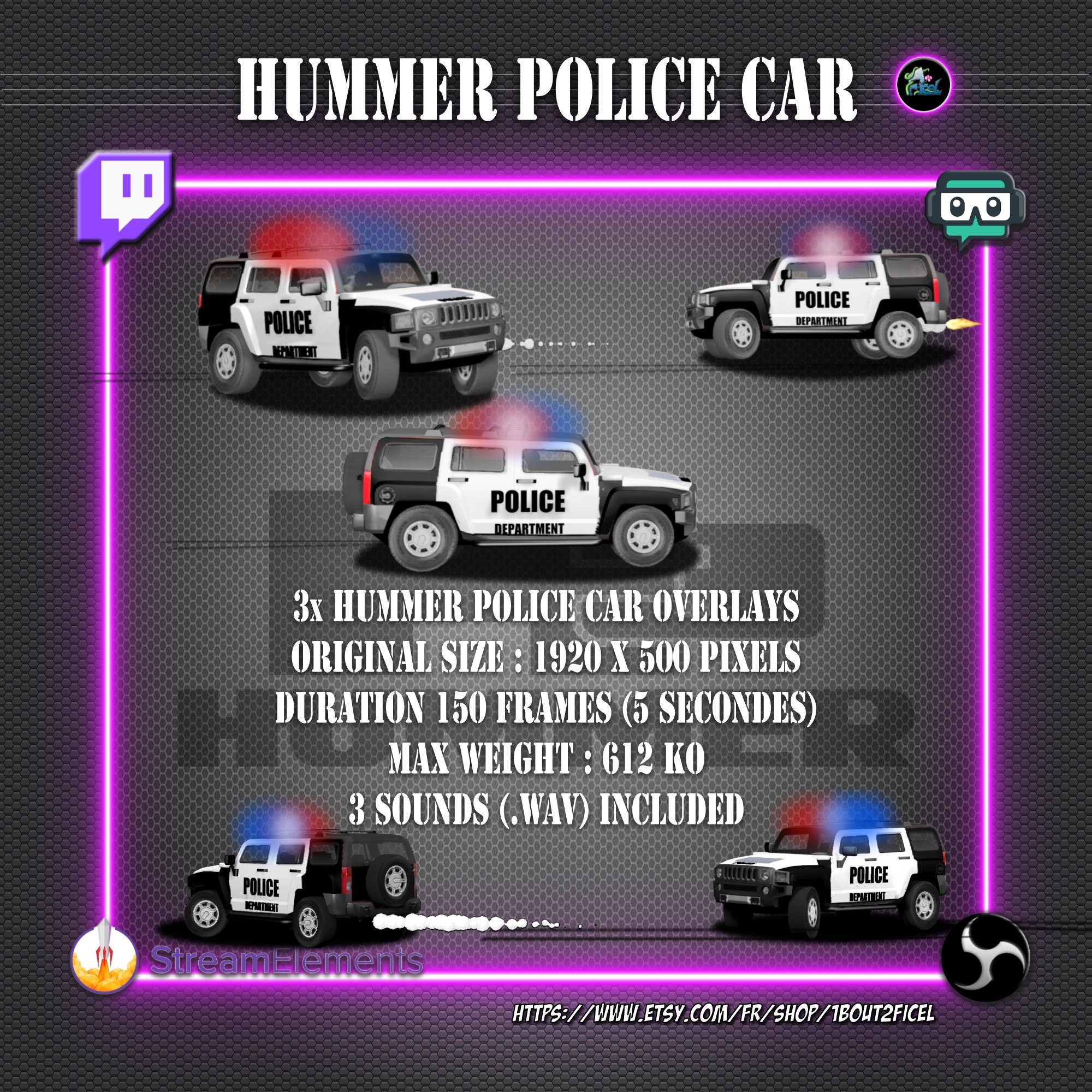 Hummer H3 Police Car Overlays Streaming Overlay - Etsy