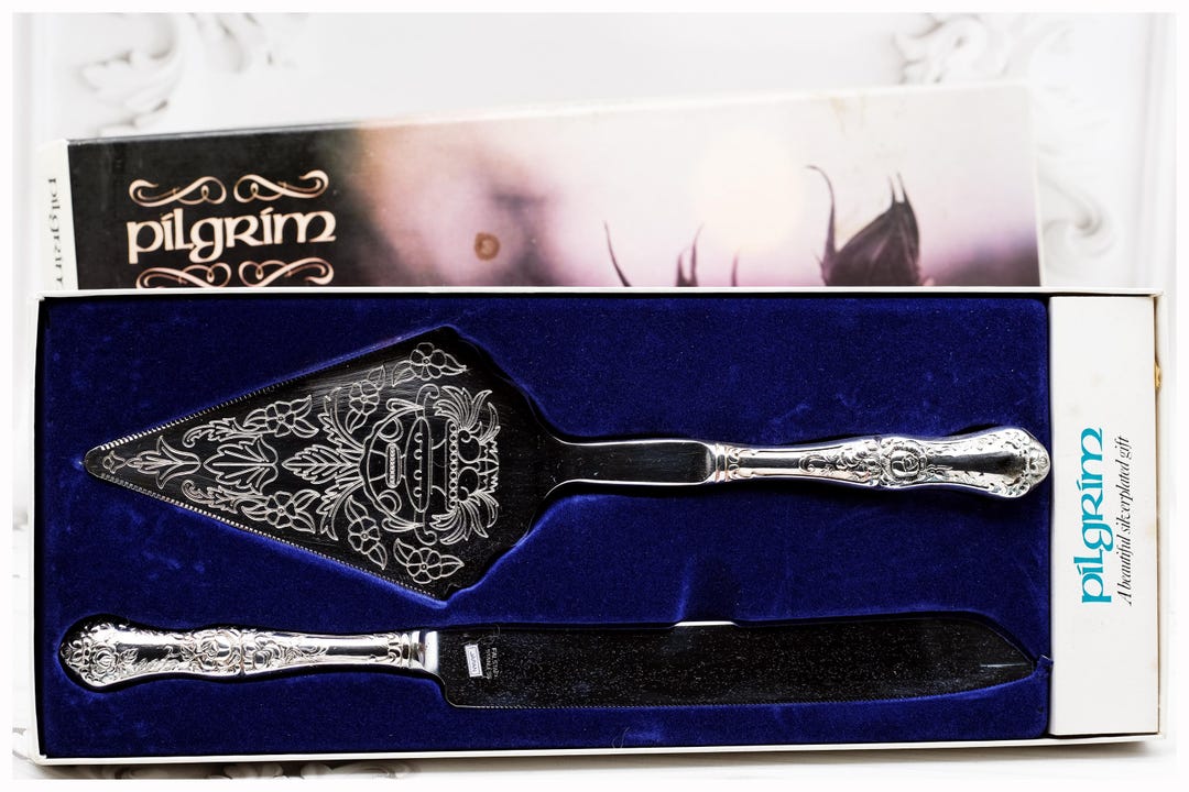 Vintage Falstaff Silver Plated Cake Server Set: Ornate Wedding Cutlery ...