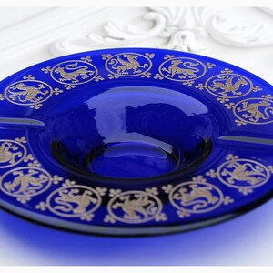 Rare Italian Egizia Argento Cobalt Blue Glass Ashtray Bowl With Silver Dragon Decor - Etsy