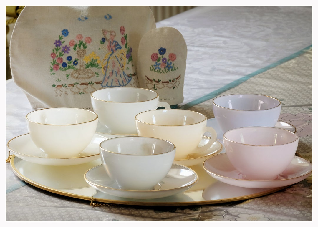 Arcopal Harlequin Opalascent Tea Set - Etsy