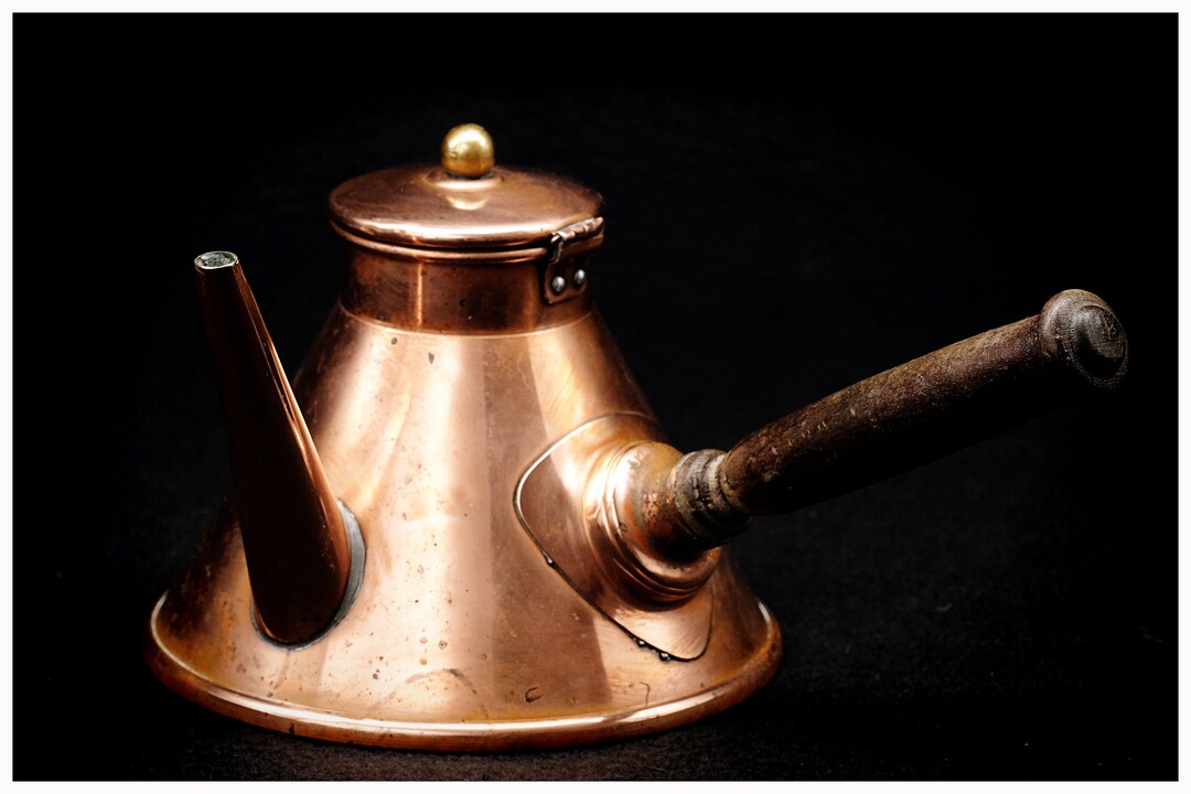 Vintage Copper Chocolate Pot Coffee Pot Wooden Handle Solid Copper ...