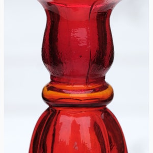 Large Ruby Glass Fluted Candlesticks, Red Glass Candle Holders ...