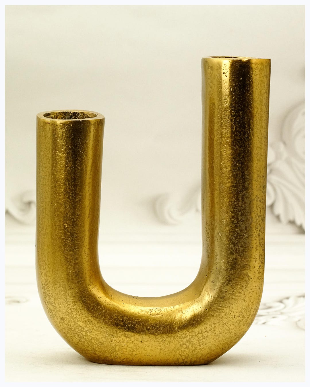 Vintage Modernist Brass U Shaped Vase, Sculptural Atomic Style Vase ...