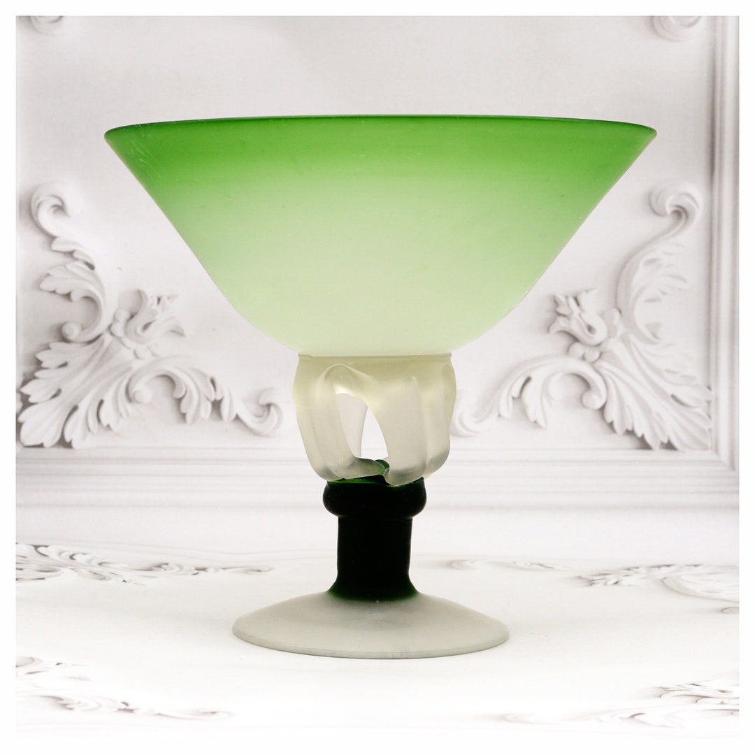 Large Art Deco Czech Kralik Handblown Frosted Glass Pedestal ...