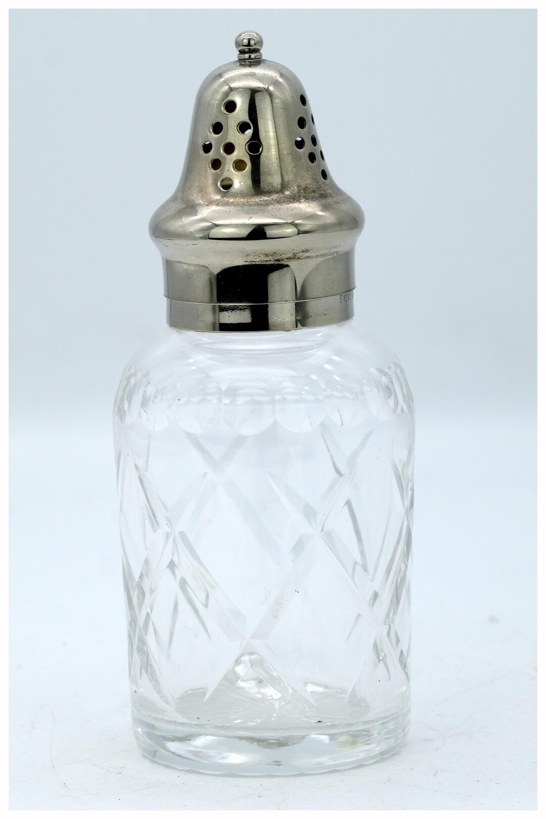 Vintage Stuart Crystal Sugar Sifter Cut Glass With Silver Plated Lid ...