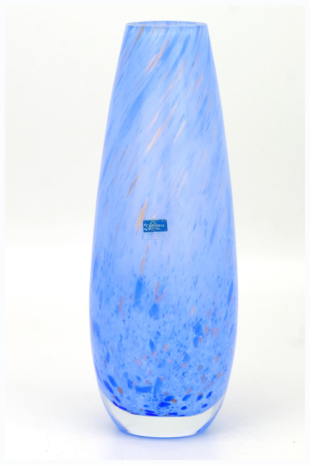 Vintage Caithness Glass Torpedo Vase: Blue With Gold Fleck - Etsy