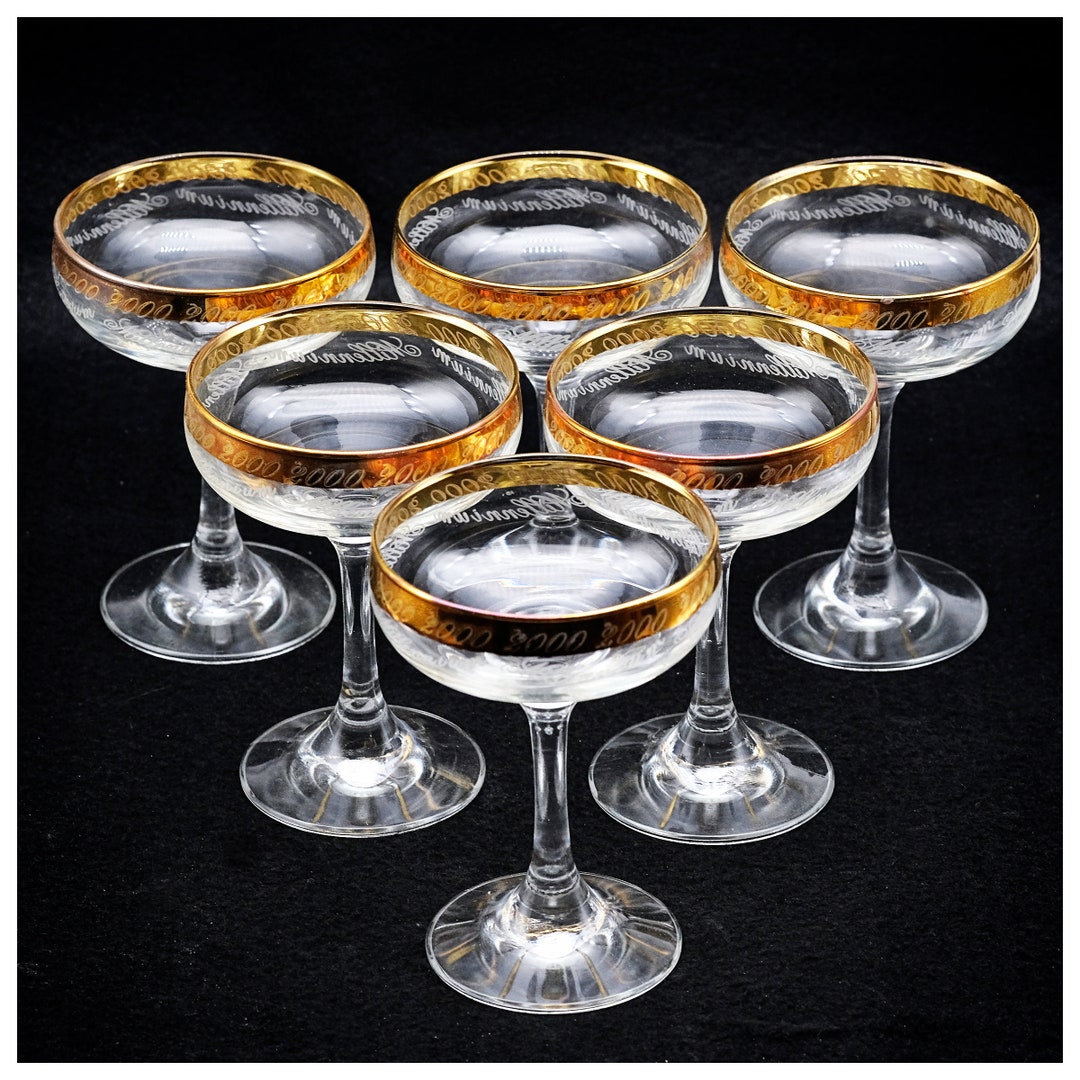 Vintage Italian Millenium Gold Rimmed 2000 Champagne Coupes, 25th ...