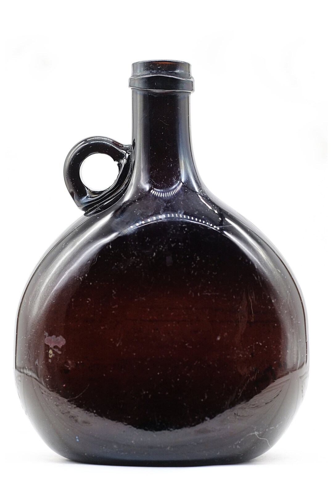 Antique Blown Brown Glass Chestnut Bottle Flask Decanter, Victorian ...