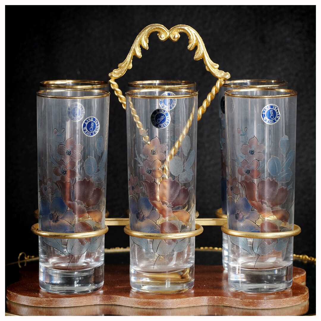 Italian Retro Drinking Glasses Crov Over Line Cristal Highball Glasses ...