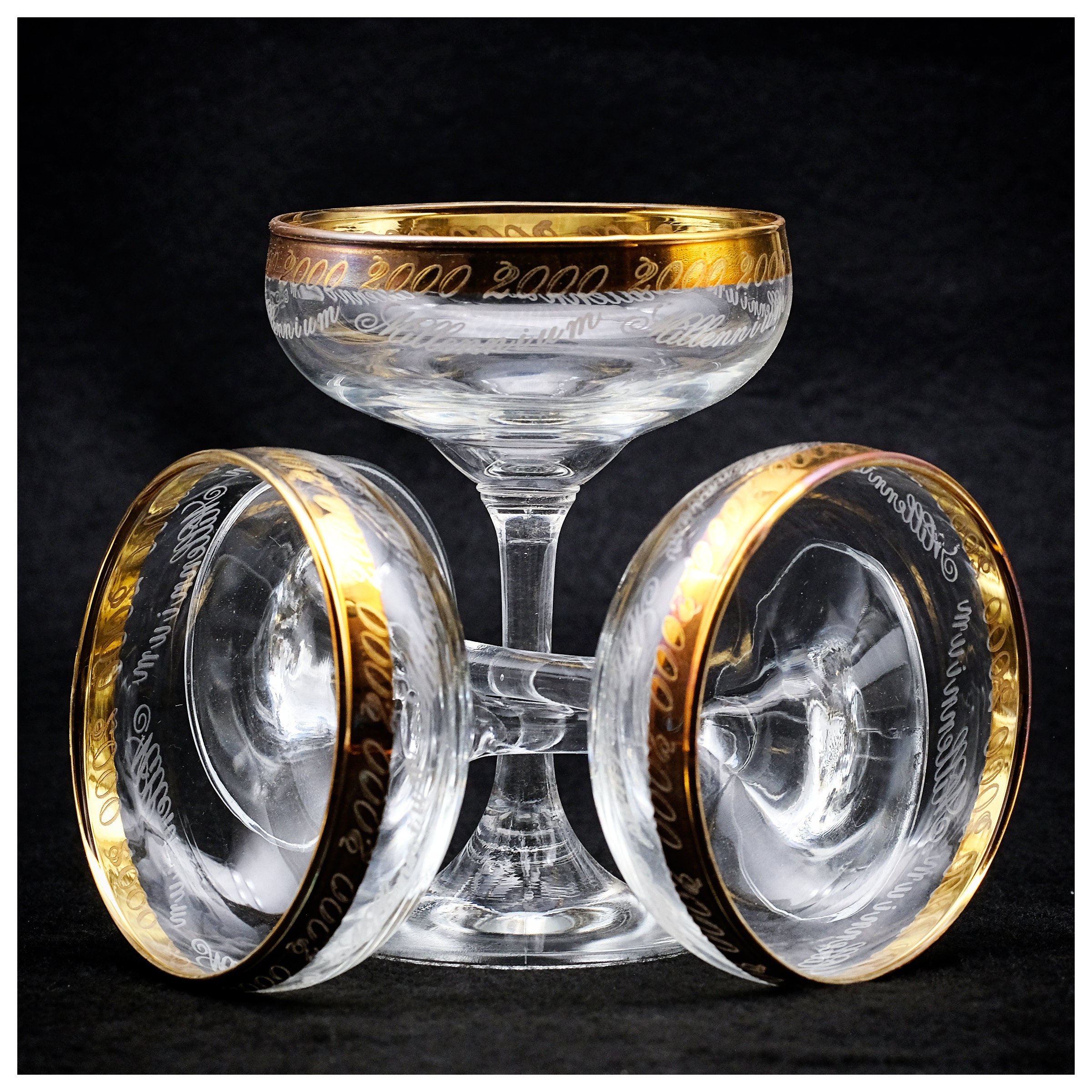Vintage Italian Millenium Gold Rimmed 2000 Champagne Coupes, 24th ...
