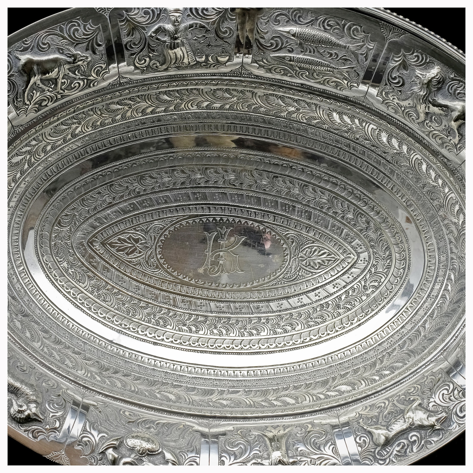 Stunning Victorian Repousse Zodiac Pattern Silver Plated Basket ...
