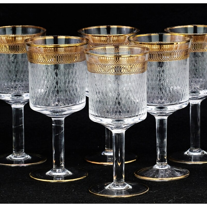 Gold Rim Drinking Glasses - Etsy