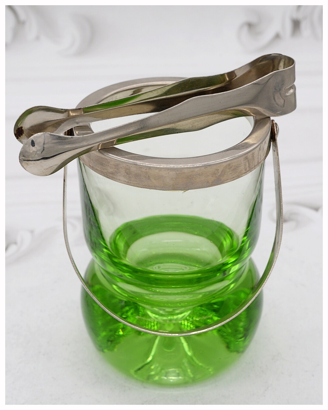Vintage Italian Small Green Glass Ice Bucket, Mid Century Ice Bucket ...