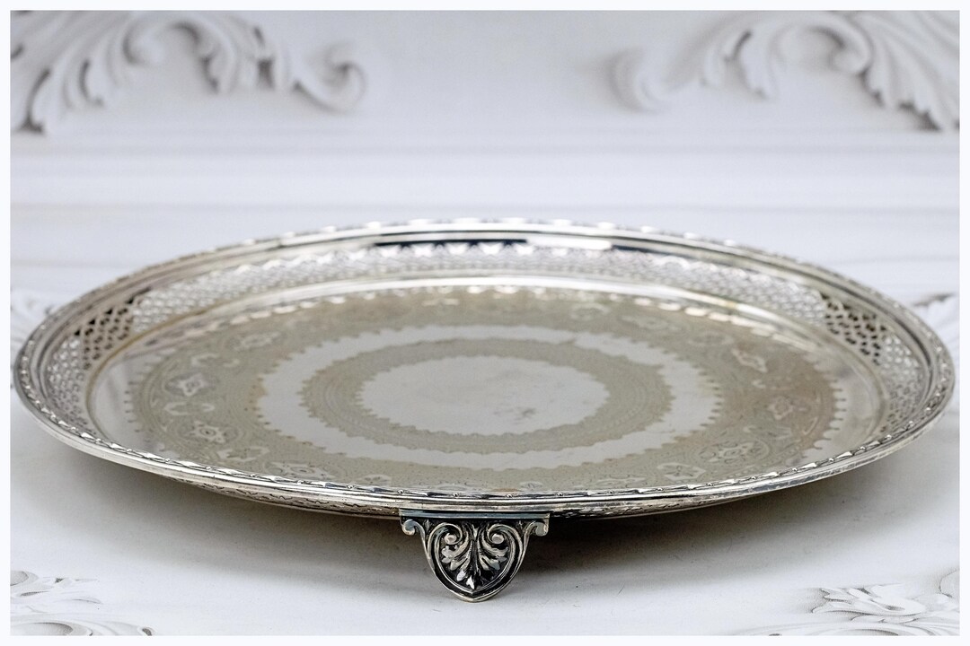 Antique Large 1867 Elkington & Co Silver Plated Salver Tray ...