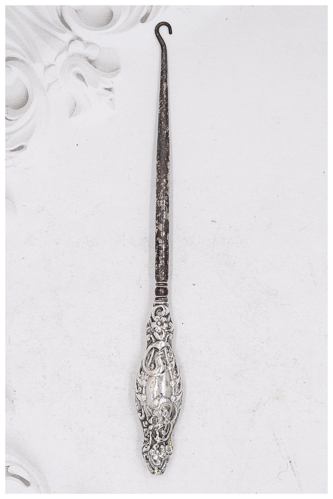 Antique Large Sterling Silver Button Hook 25 Cms 1909 Lionel Smith Co ...