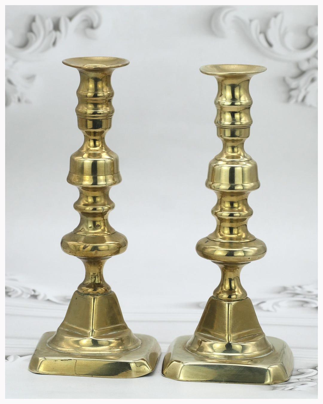 Antique Victorian Brass Candle Holders, Pair Brass Candlesticks ...