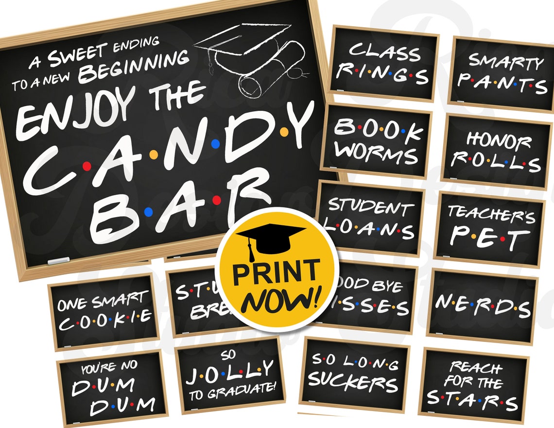 Graduation Candy Bar Signs Printable Friends Graduation - Etsy