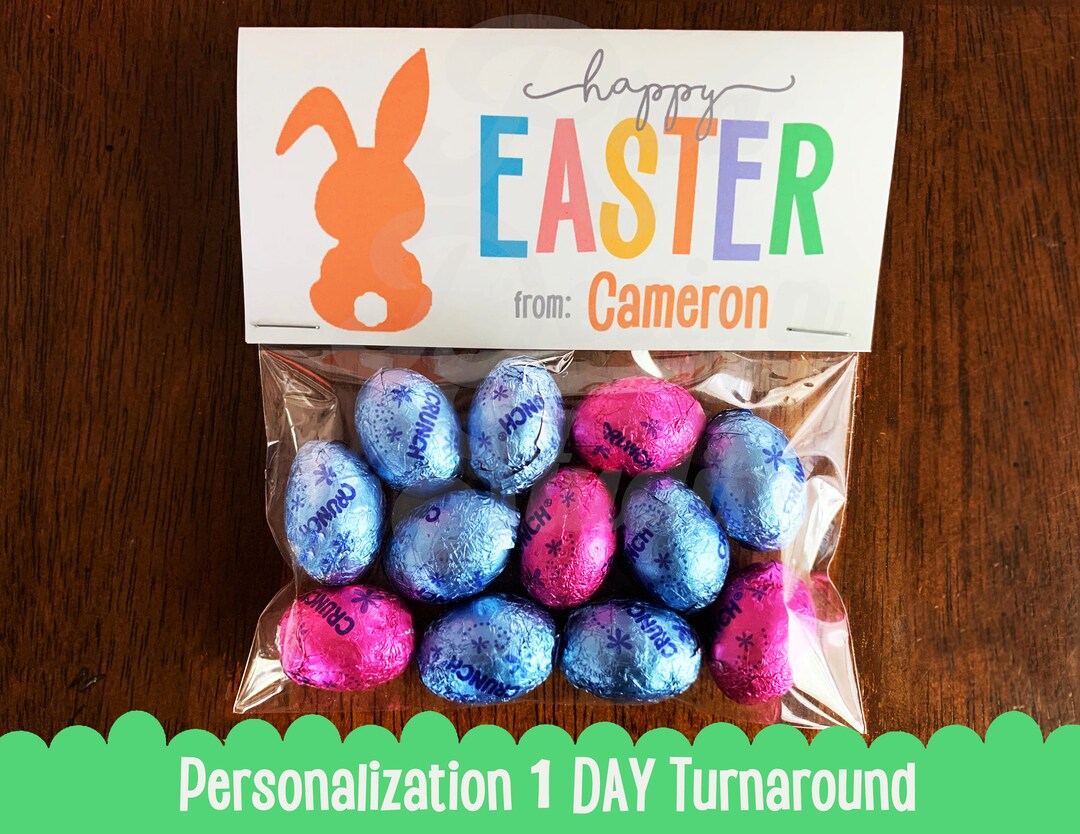 Personalized Happy EASTER Treat Tags Easter Bunny Holiday Gift Favor ...