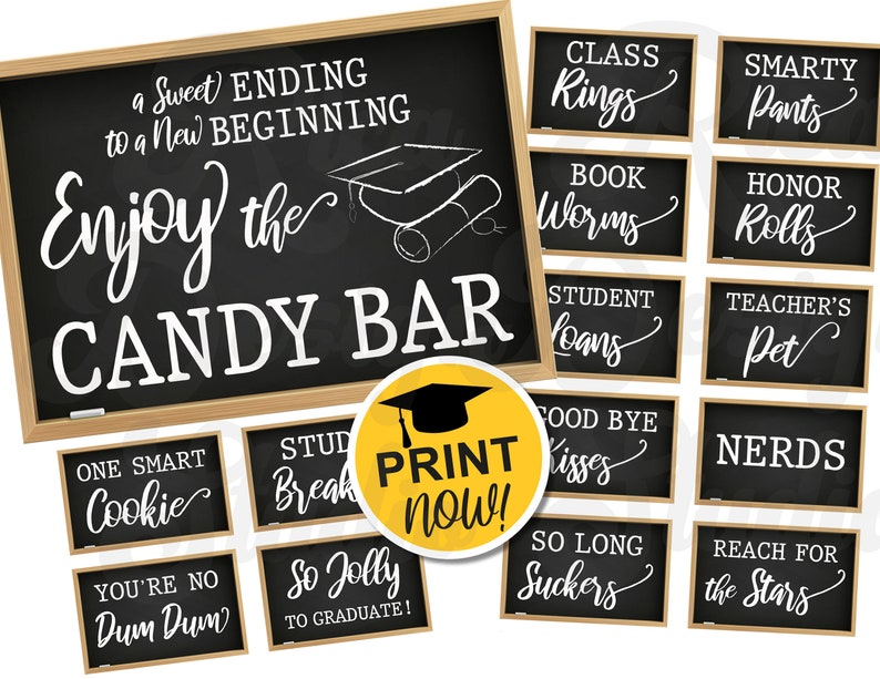 Graduation Candy Bar Signs Printable Grad Party Decoration - Etsy