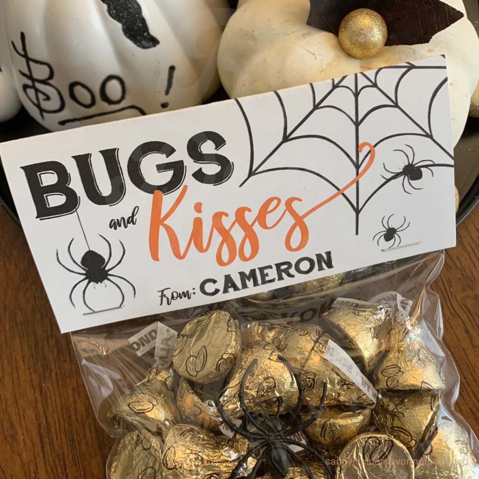 Personalized Halloween Treat Tags Bugs and Kisses Gift Tags - Etsy