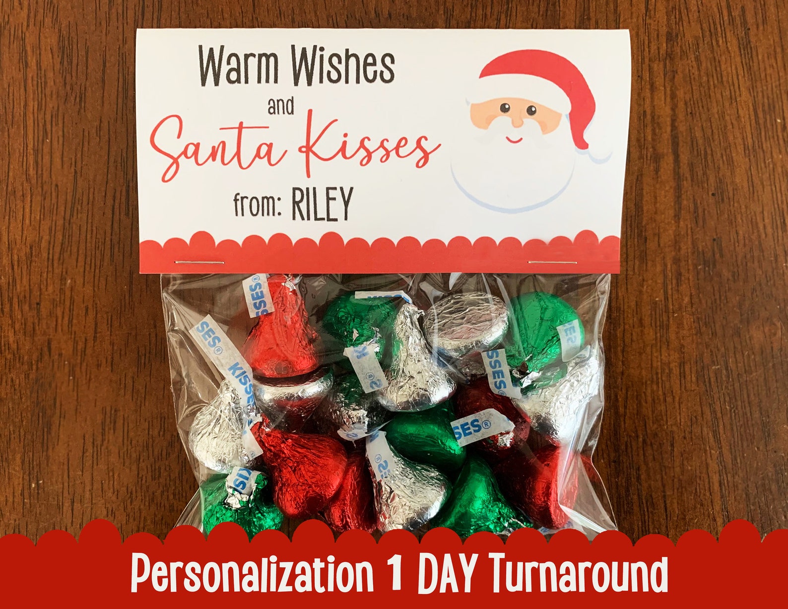 Personalized Christmas Treat Tags SANTA Kisses Holiday Favor | Etsy