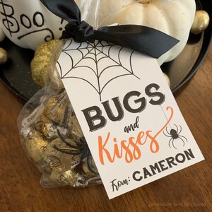 Custom Halloween Favor Tags Bugs and Kisses Gift Tags Trick or Treat ...