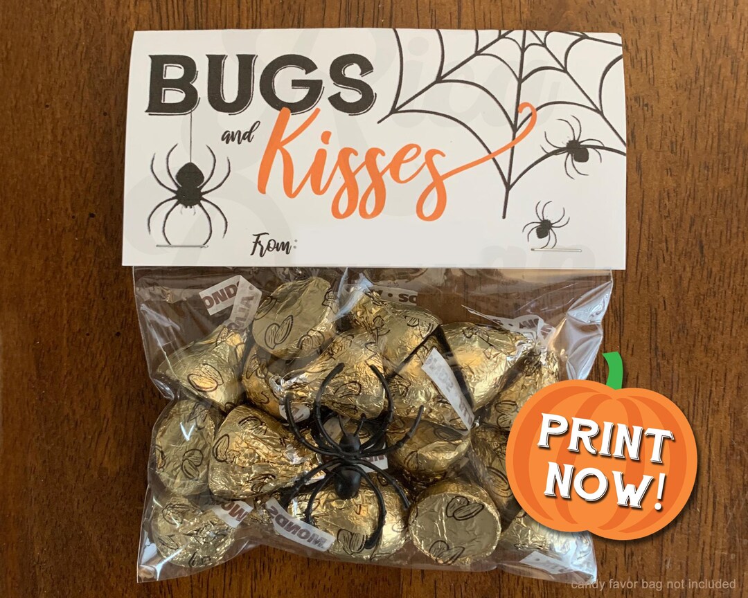 Halloween Bugs and Kisses Gift Tags: Trick or Treat Favors (instant ...