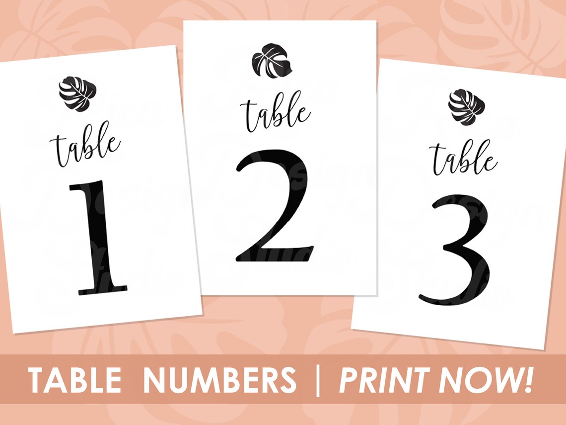 Printable Table Numbers Table Number Template Wedding - Etsy