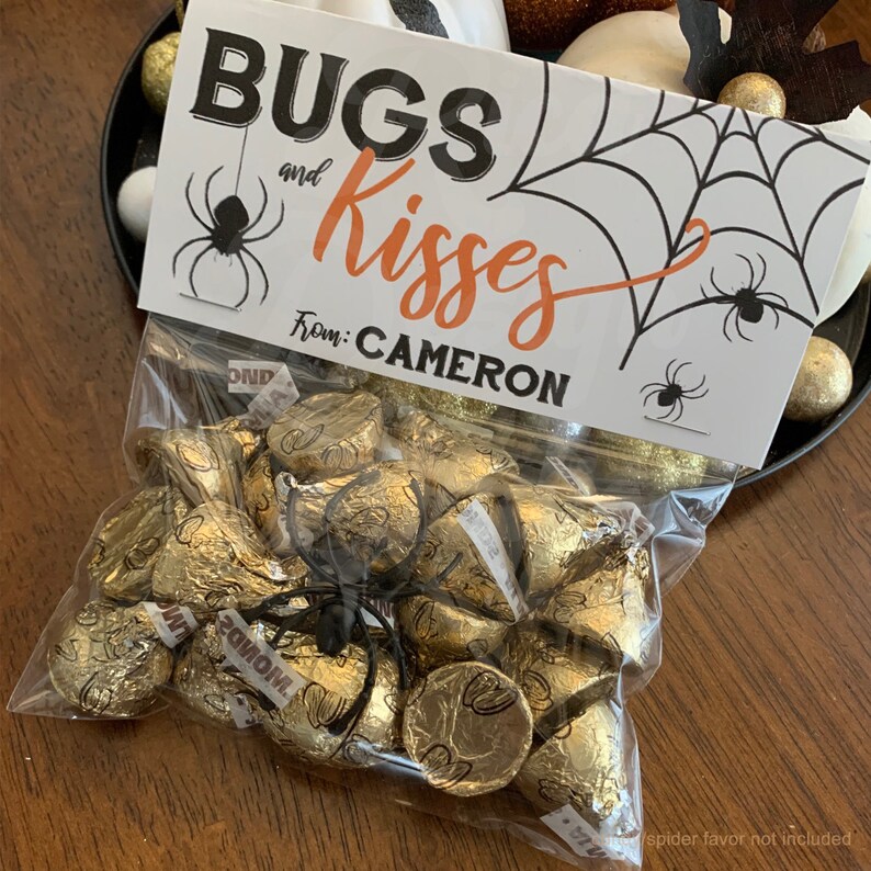 Personalized Halloween Treat Tags Bugs and Kisses Gift Tags - Etsy