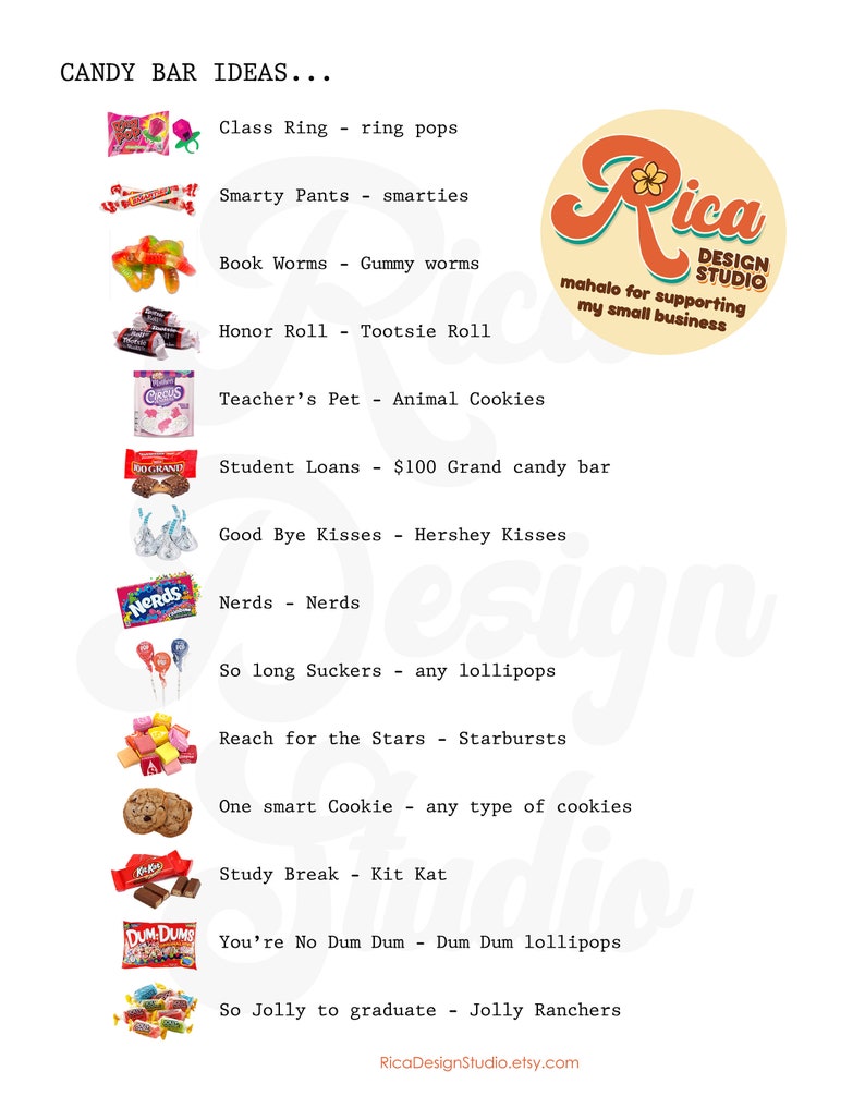 Graduation Candy Bar Signs Printable Grad Party Decoration - Etsy