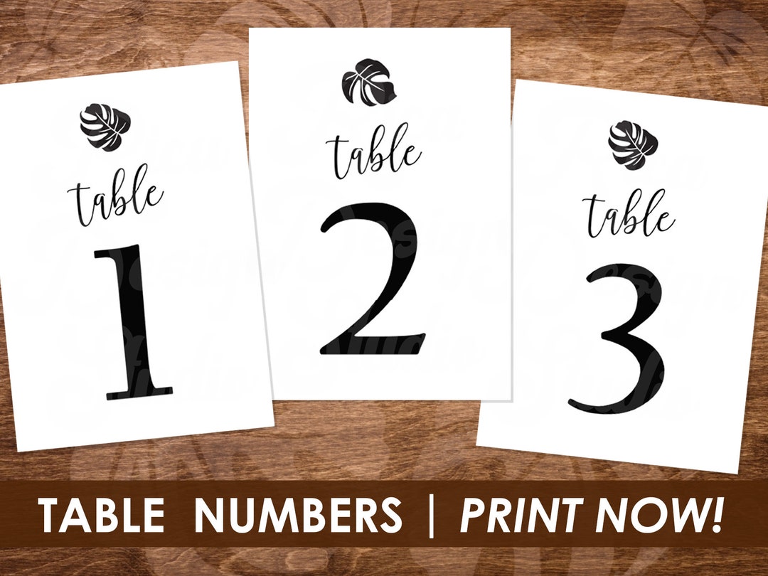 Printable Table Numbers | Table Number Template | Wedding Table Numbers ...