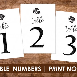 Printable Table Numbers | Table Number Template | Wedding Table Numbers ...