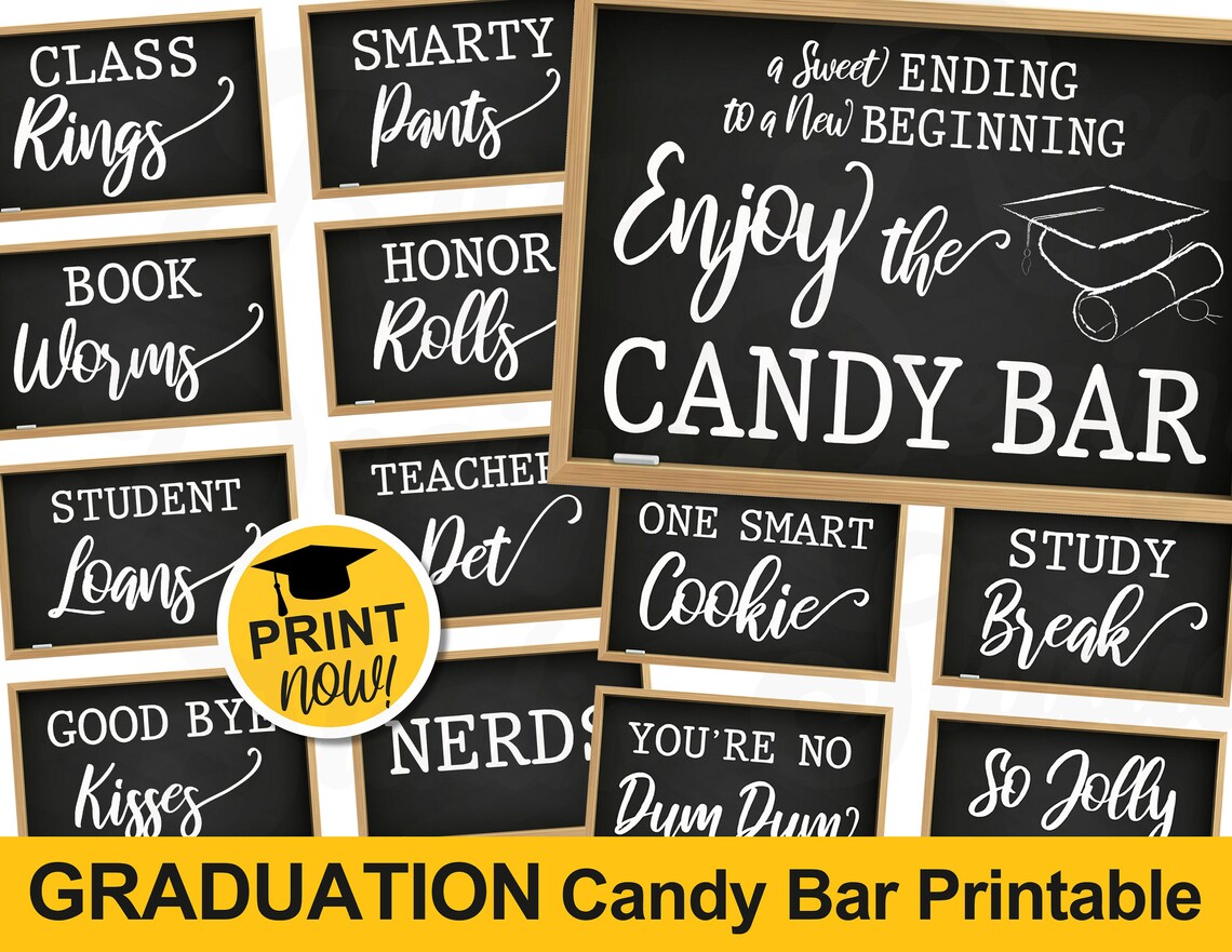 Graduation Candy Bar Signs Printable Grad Party Decoration - Etsy