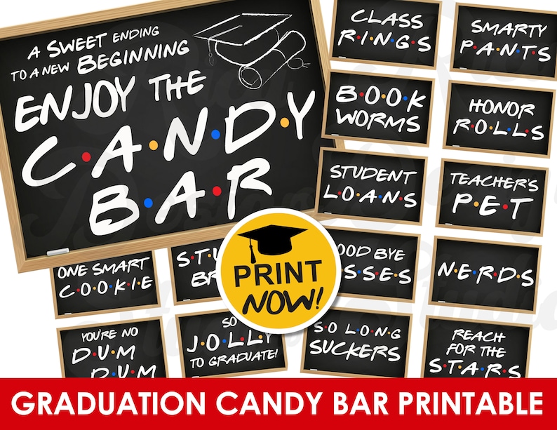 Graduation Candy Bar Signs Printable Friends Graduation - Etsy