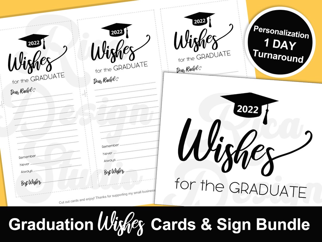 Graduation Wishes Cards & Sign Bundle - Personalized Cards for ...
